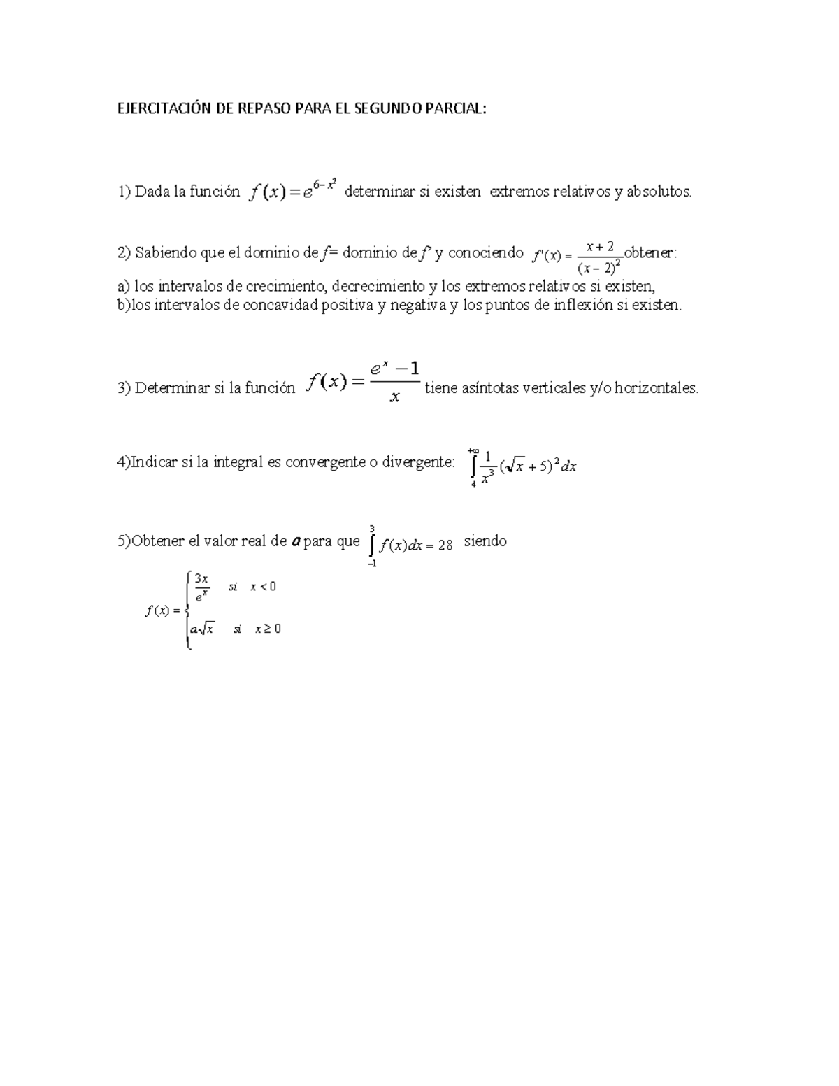 Parcial 2do MEII - Warning: TT: undefined function: 32 EJERCITACIÓN DE REPASO PARA EL SEGUNDO ...