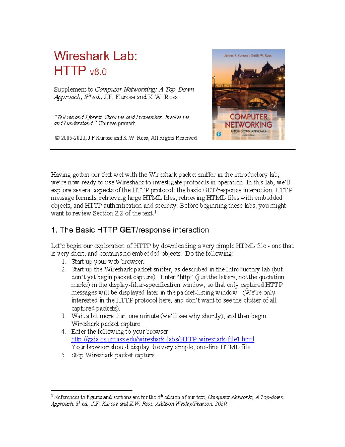 Lab 2a Wireshark Http V8 - Wireshark Lab: Http V 8. Supplement To 