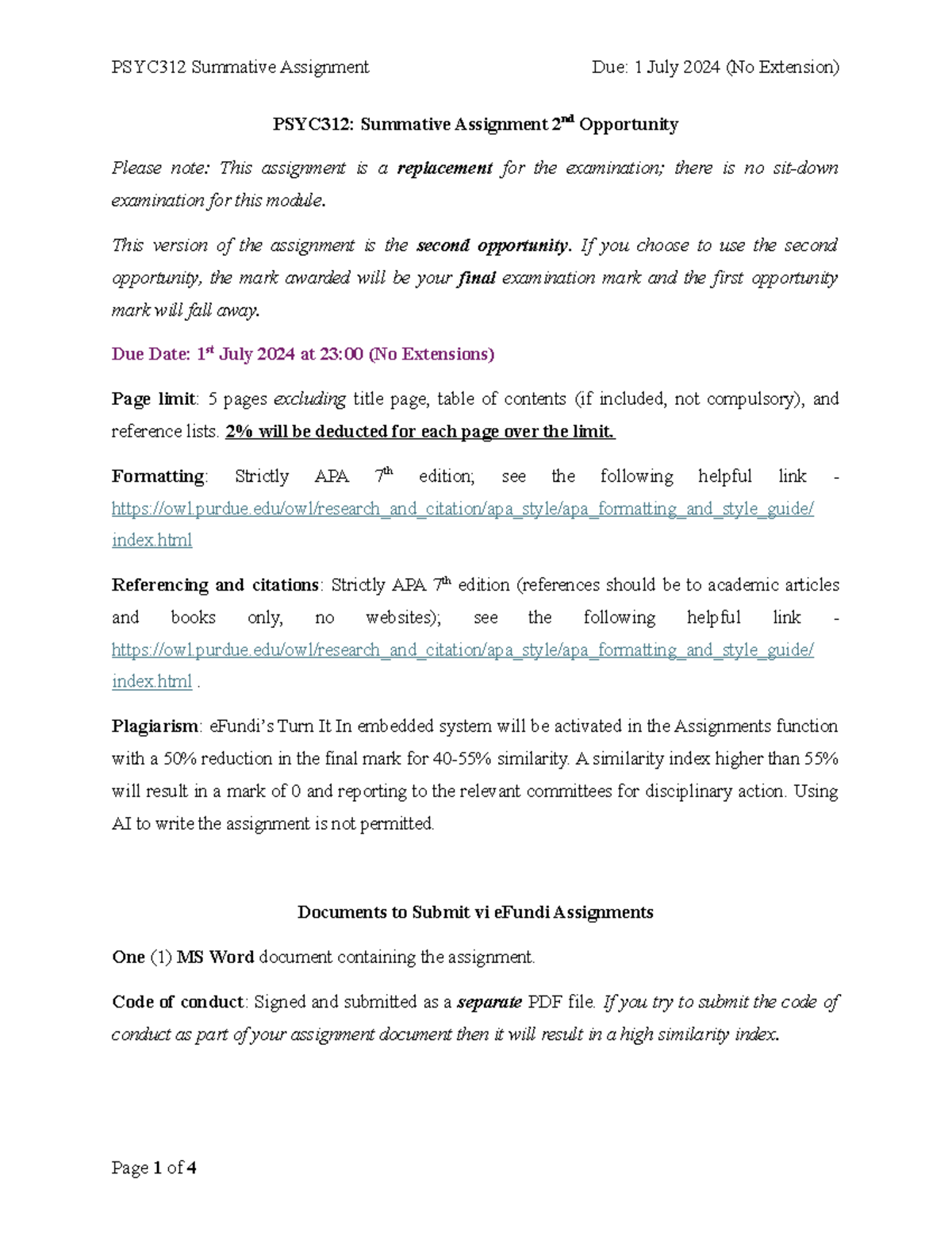 2024 Summative Assignment 2nd Opp Psyc312 Summative Assignment 2nd Opportunity Please Note