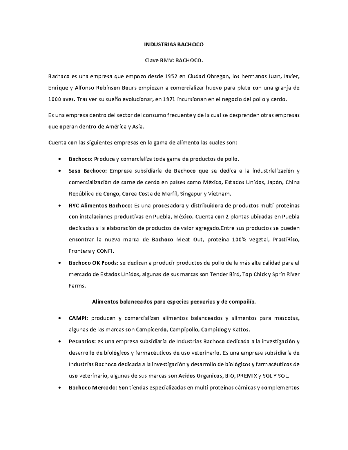 Industrias Bachoco - tarea demo - INDUSTRIAS BACHOCO Clave BMV: BACHOCO ...