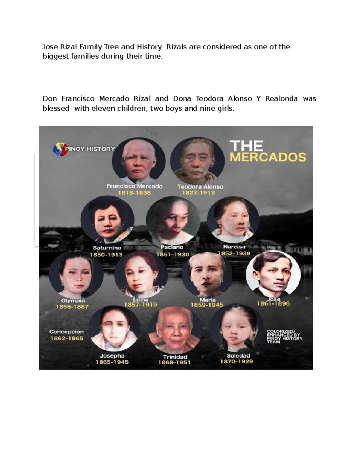 Act 4 -THE Rizal- Mercado Family - Jose Rizal Family Tree and History ...