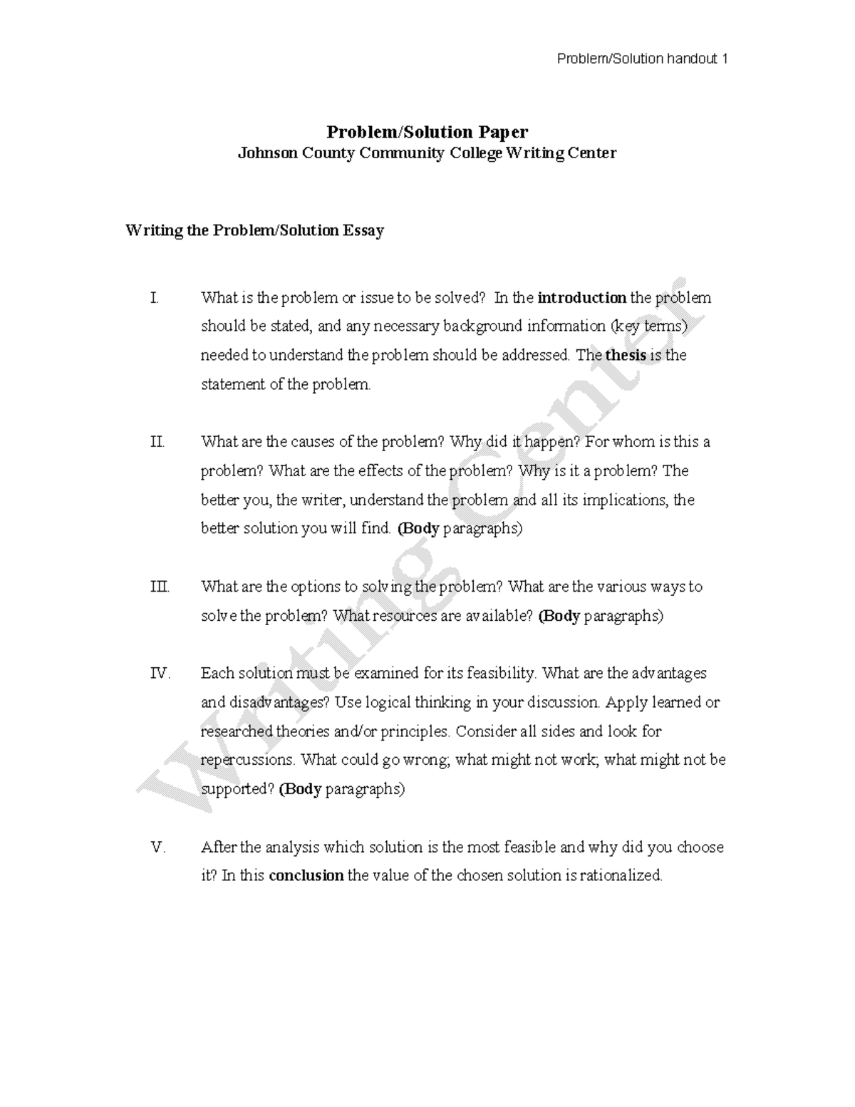 Problem-solution-paper - Problem/Solution Paper Johnson County ...