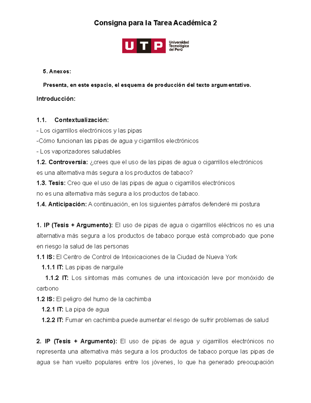 Comprensión Y Redacción DE Textos II TA2 - Consigna para la Tarea Académica 2 Anexos: Presenta ...