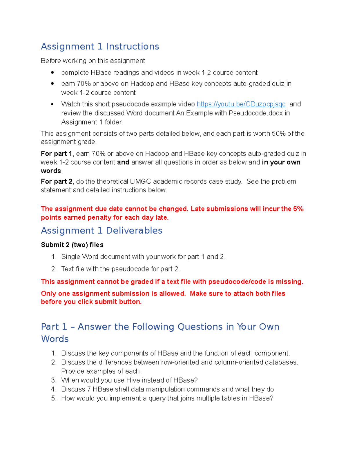 Assinment 1 Instructions and Rubric - Assignment 1 Instructions Before ...