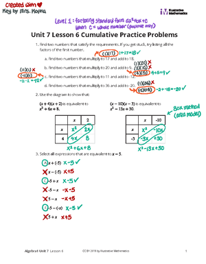 Kopka LZ Alg U6L17 Changing the Vertex - Unit 6 Lesson 17 Cumulative ...