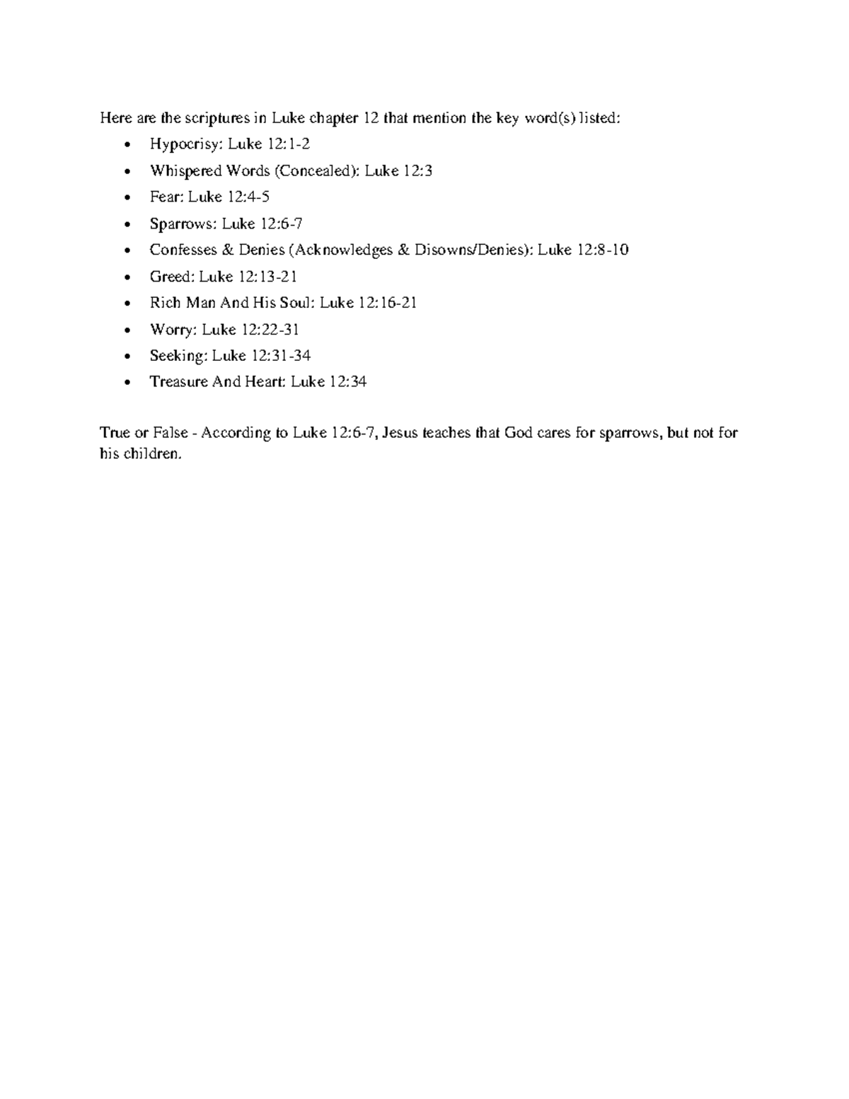 Journey through Luke 12 1-34 - Here are the scriptures in Luke chapter ...