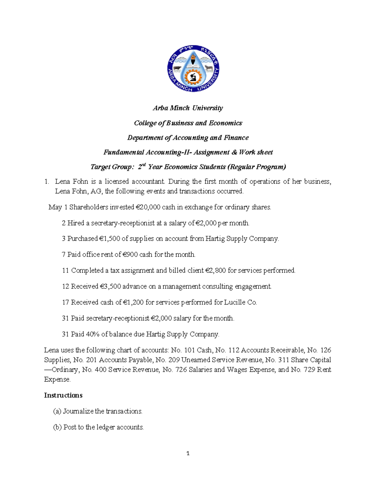 FOA I-Assignment - It is mandatory assignments which is very helpful for the students. - Arba ...