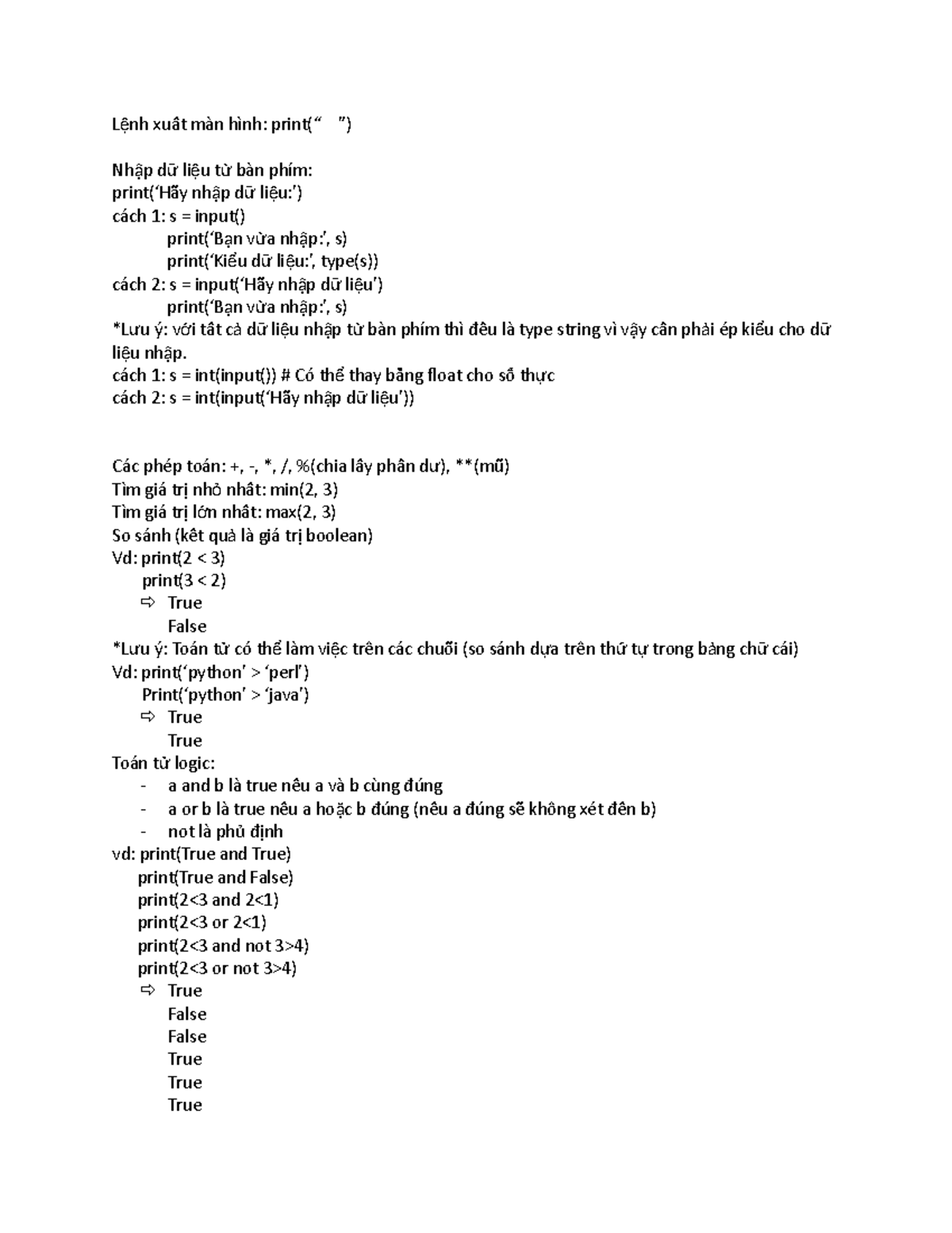 ITP(lec1) - introduction to programming (python) - L nh xuấất màn hình: print(“ệ ”) Nh p dậ ữ li ...