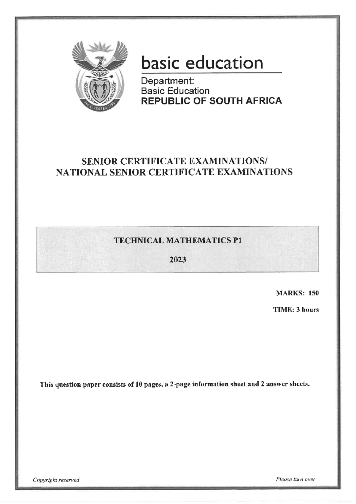 Technical Mathematics P1 May-June 2023 Eng - Studocu