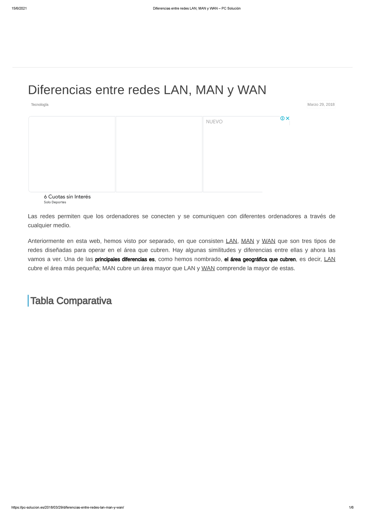 Diferencias entre redes LAN, MAN y WAN – PC Solución - Diferencias entre redes LAN, MAN y WAN ...