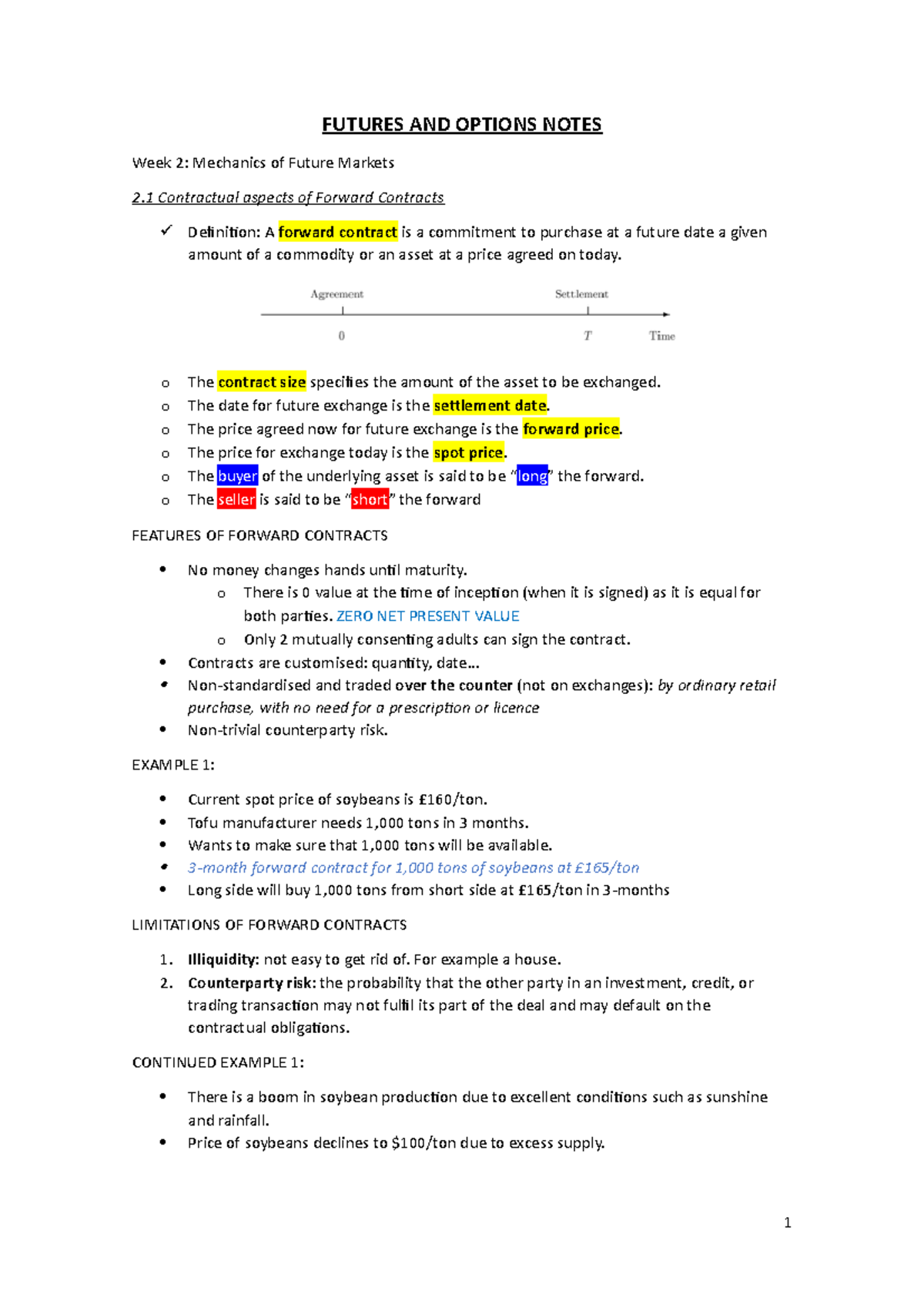 Futures AND Options Notes final - FUTURES AND OPTIONS NOTES Week 2 ...
