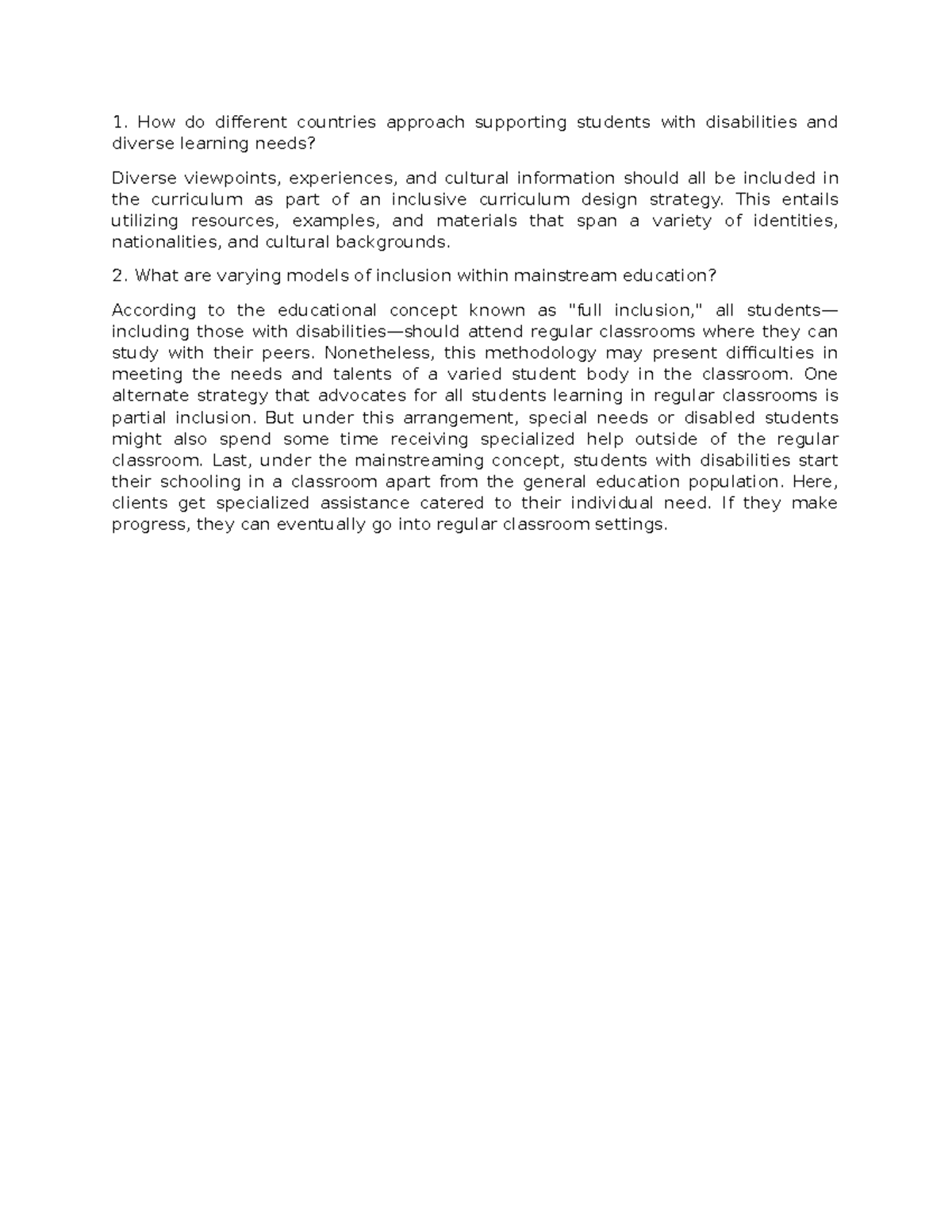 Mainstreaming in Education - How do different countries approach ...