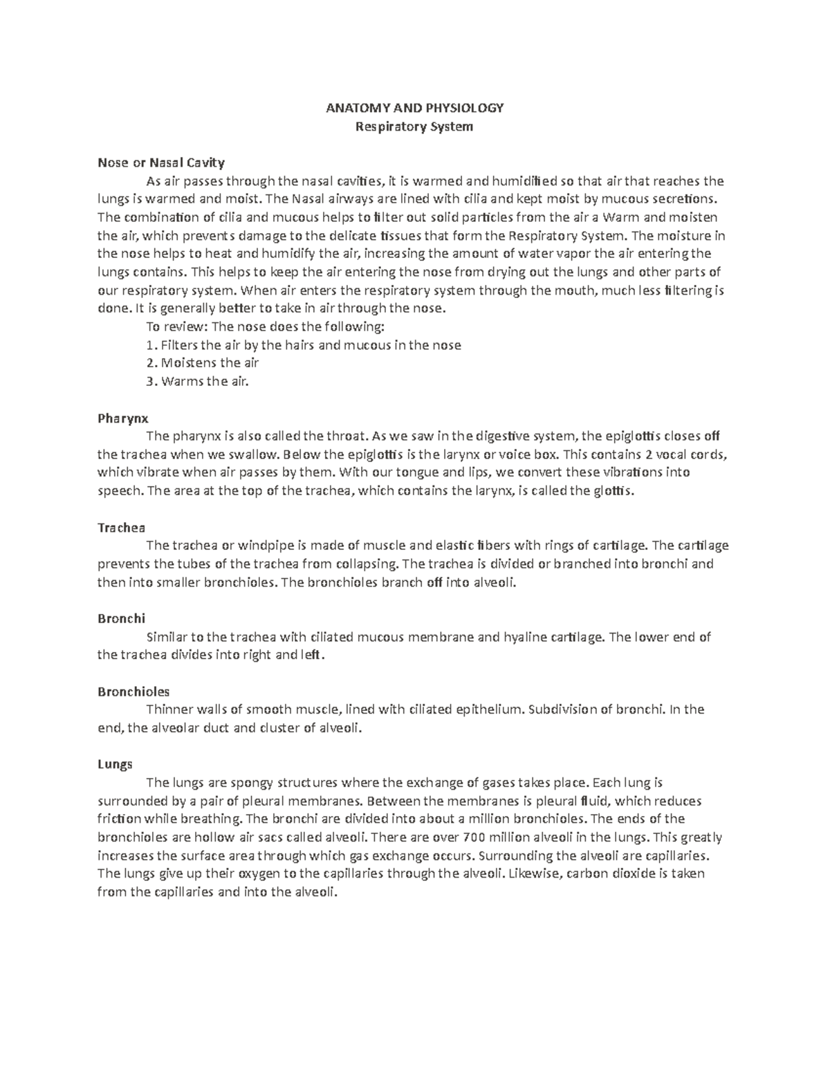 Anatomy-AND- Physiology PCAP - ANATOMY AND PHYSIOLOGY Respiratory ...