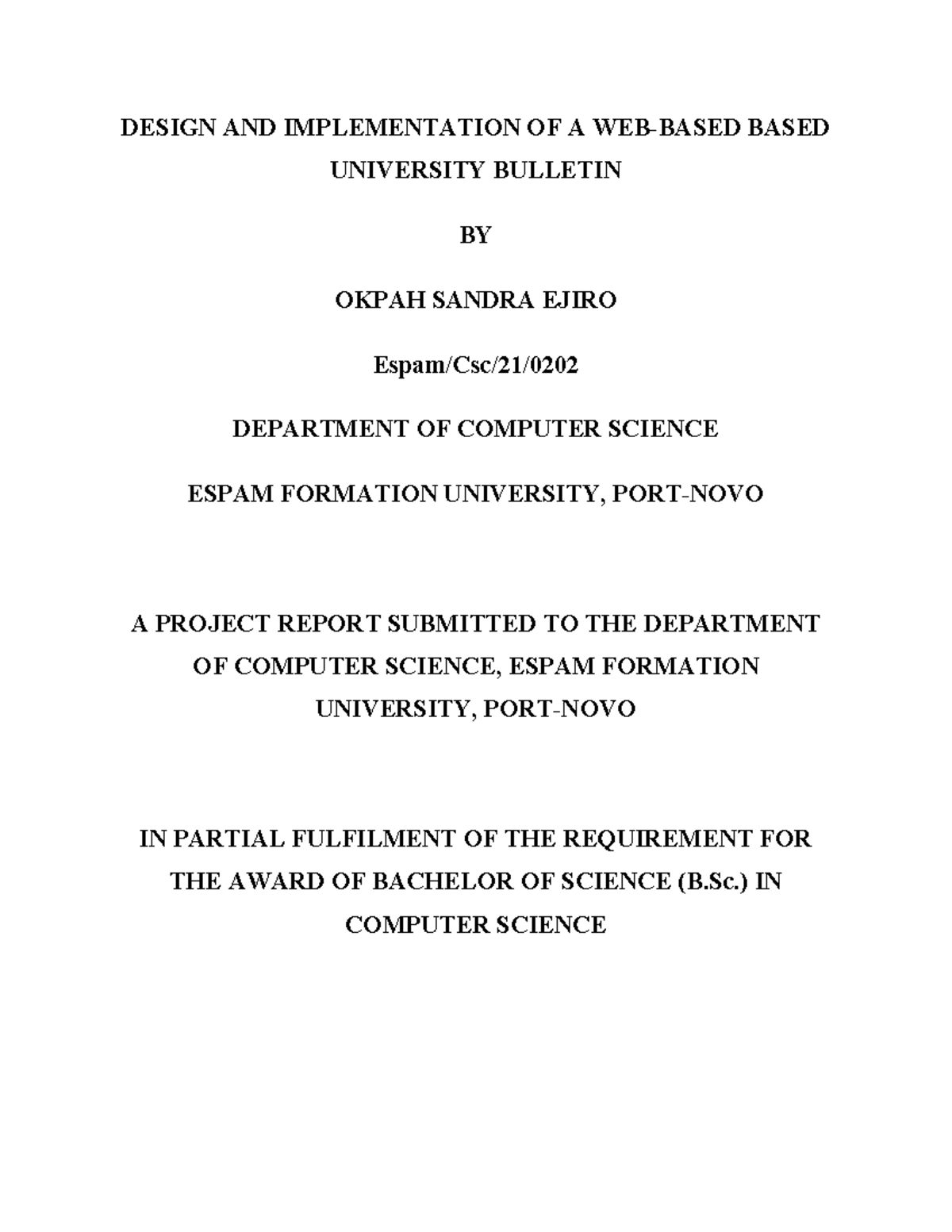 Sandra 2 - This work gives more insight about university bulletin ...