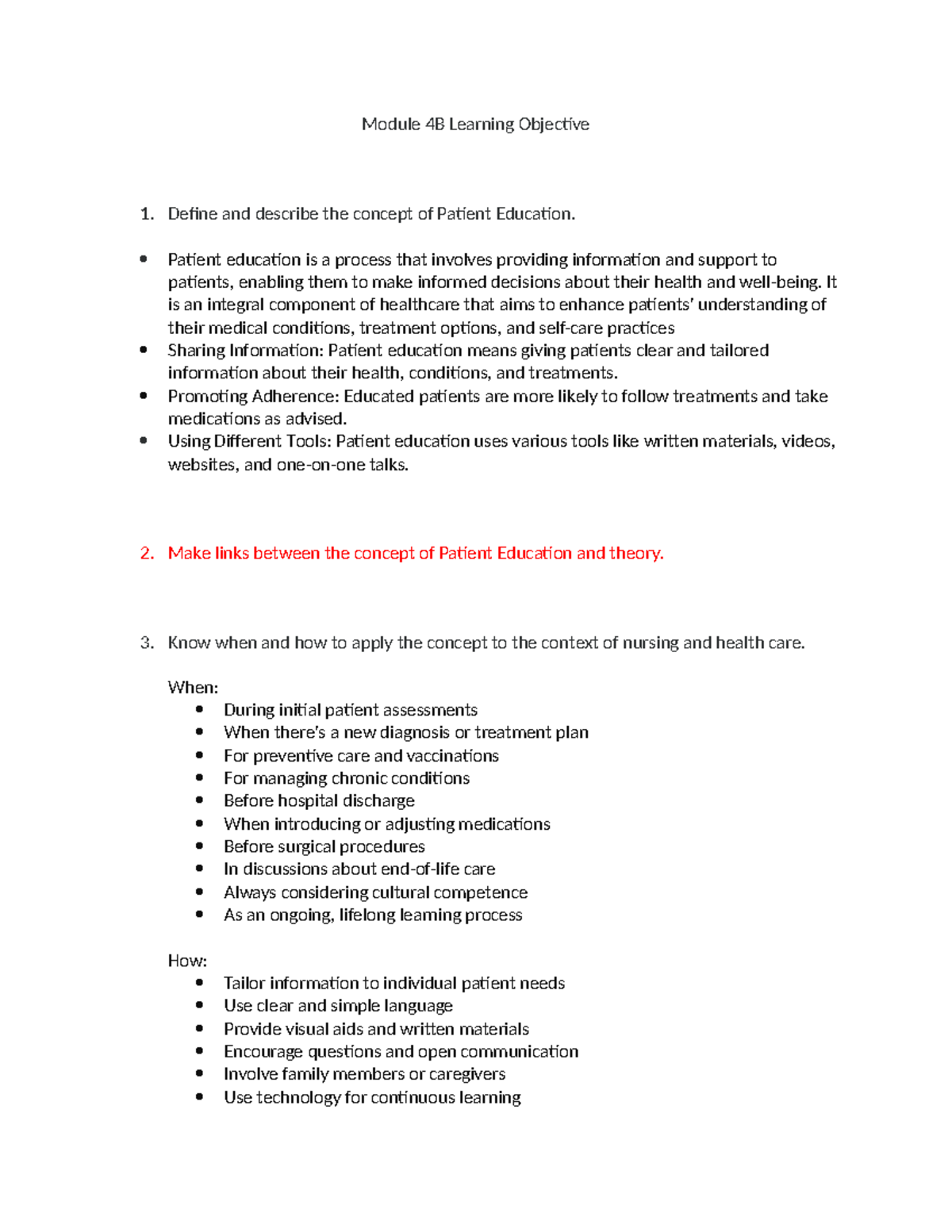 Module 4 B Learning Objectives - Module 4B Learning Objective Define and describe the concept of ...