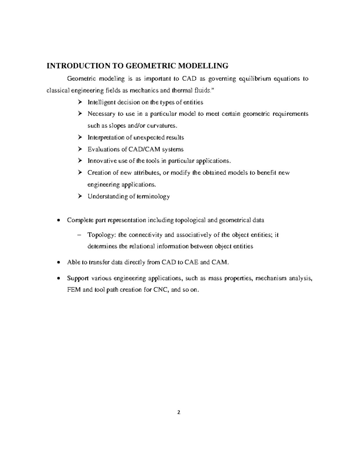 ROLE OF Computers IN Product Design - INTRODUCTION TO GEOMETRIC ...