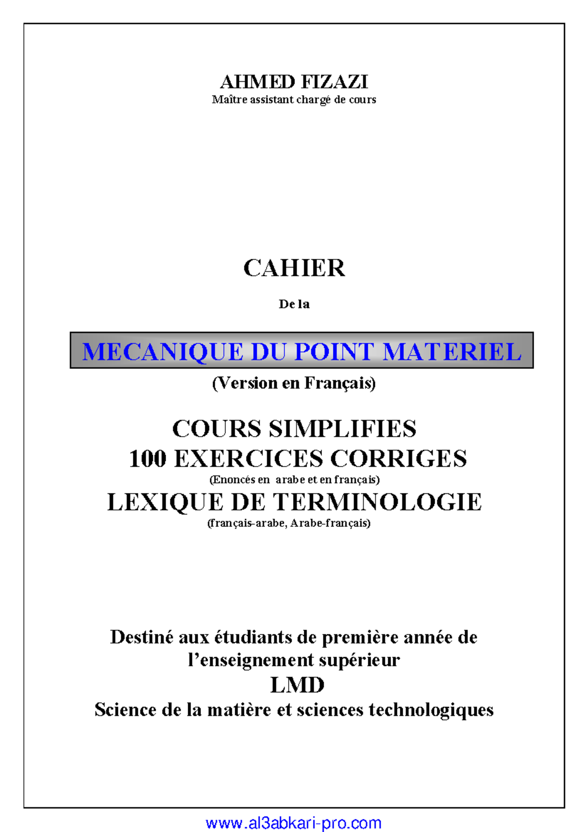 Exercices et TD N°3 et Cours Corrigés mecanique point materiel (www ... Exercices et TD N°3 et Cours Corrigés mecanique point materiel (www ...