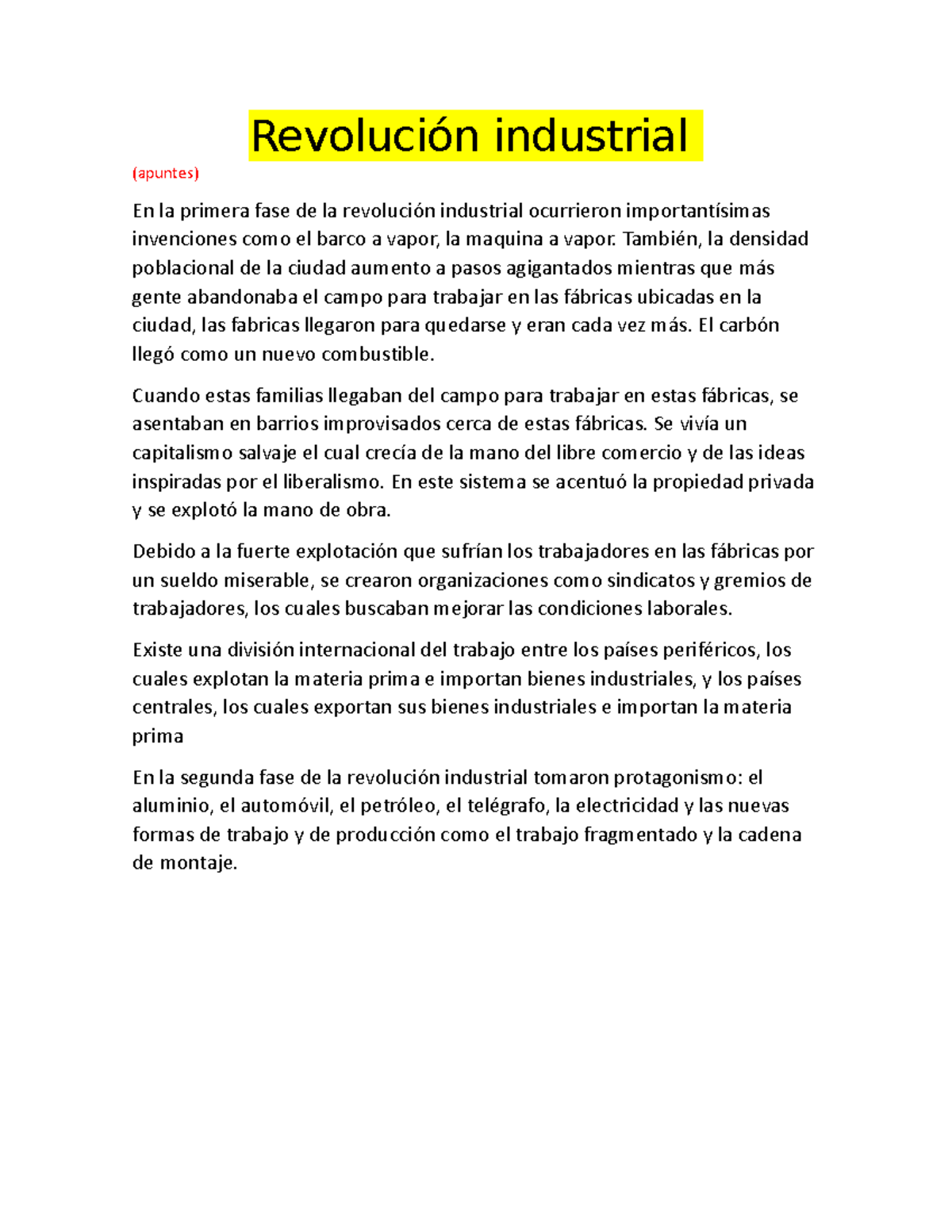 Apuntes Historia - si puede ser pa, puede ser que se llene la vecindad ...