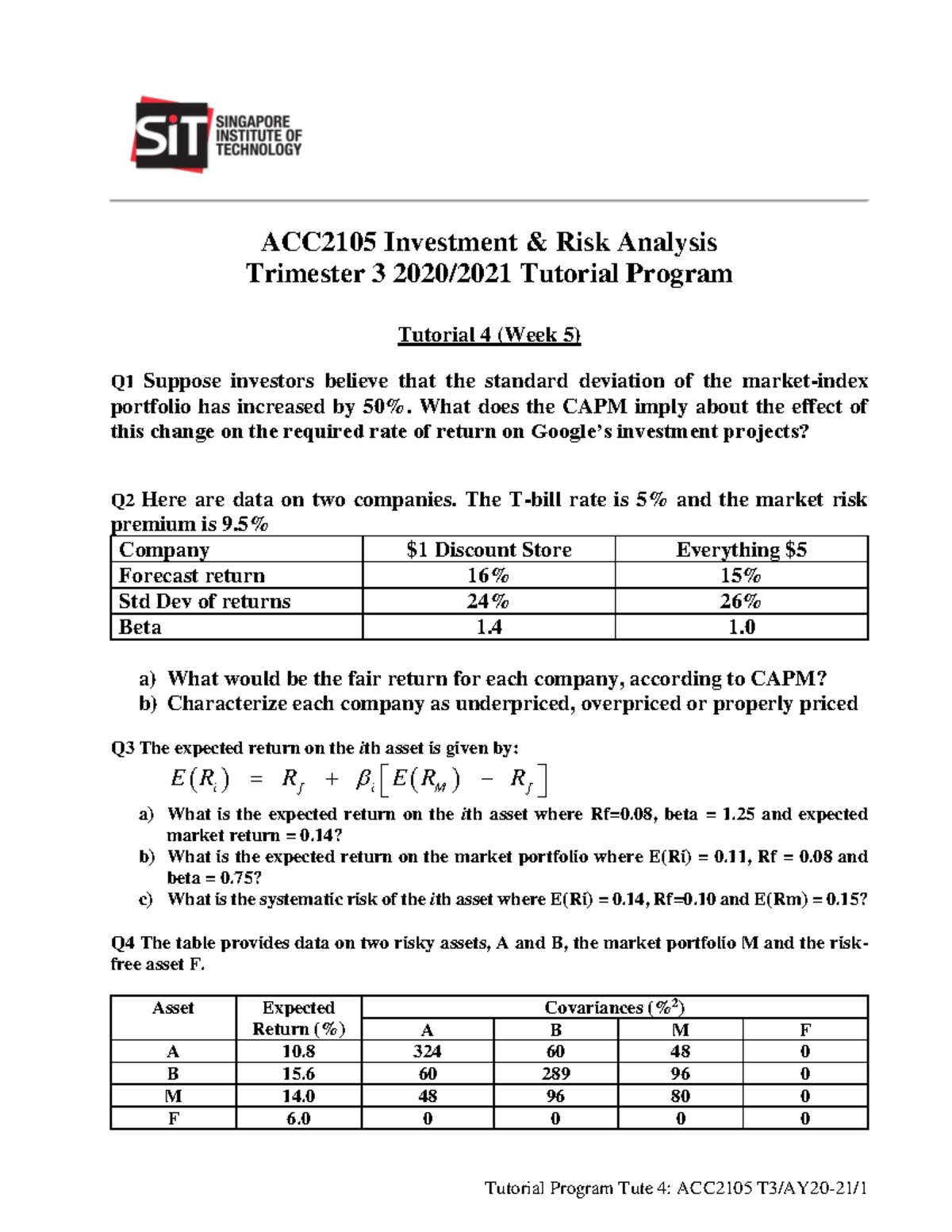 AY2020 T3 IA Tutorial Program Tute 4 - Tutorial Program Tute 4: ACC2105 T3/AY20-21/ ACC2105 ...