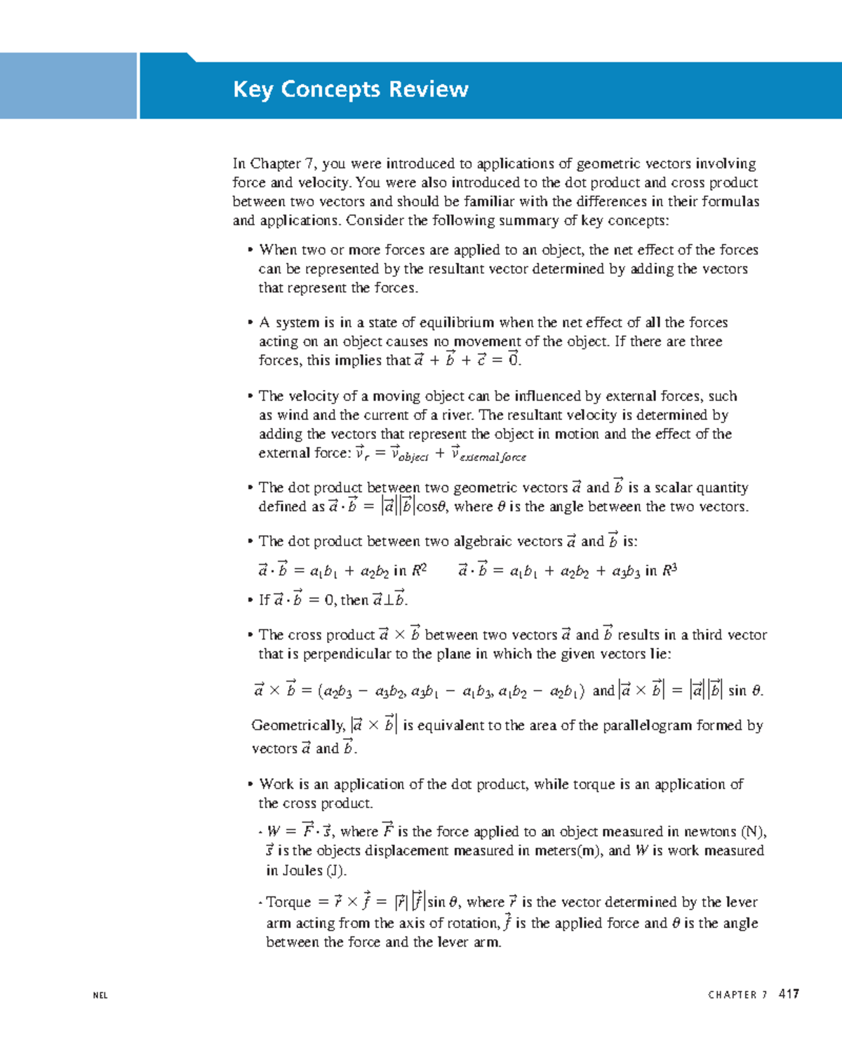 Chapter 7Review - vectors - Key Concepts Review In Chapter 7, you were ...