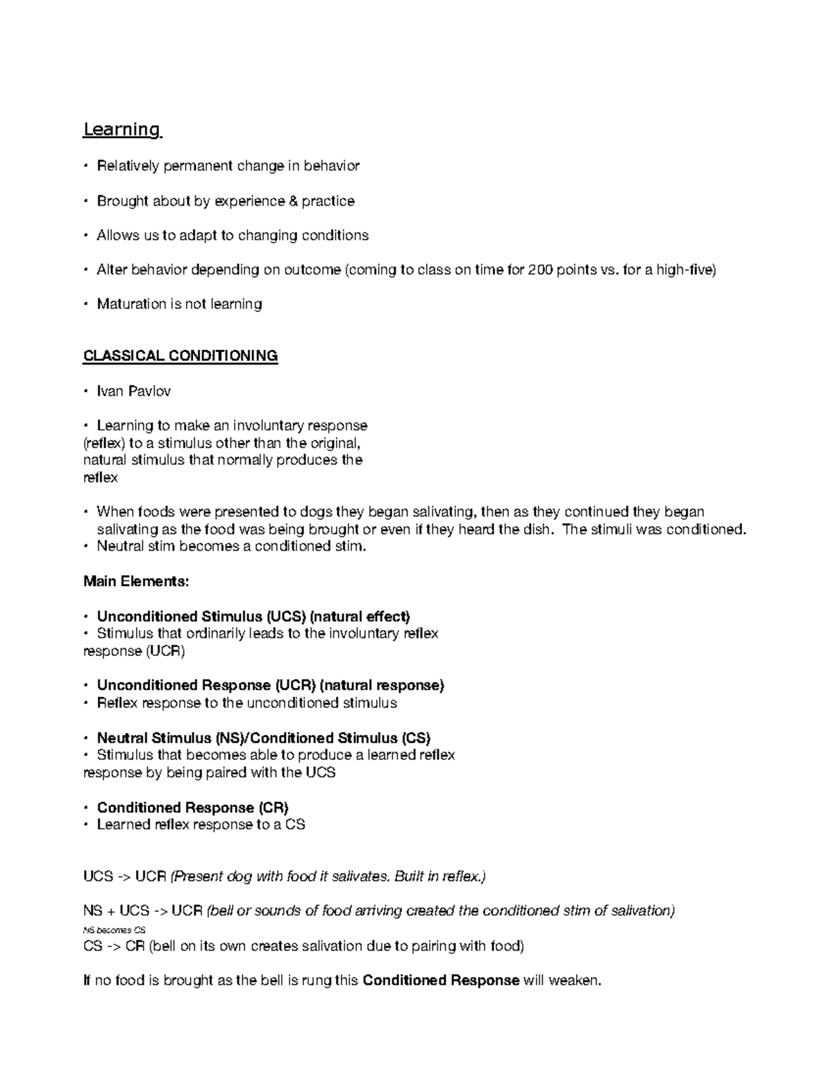 Psy Chapter 5 Name Of Teacher Chris Ray Helpful Detailed Notes
