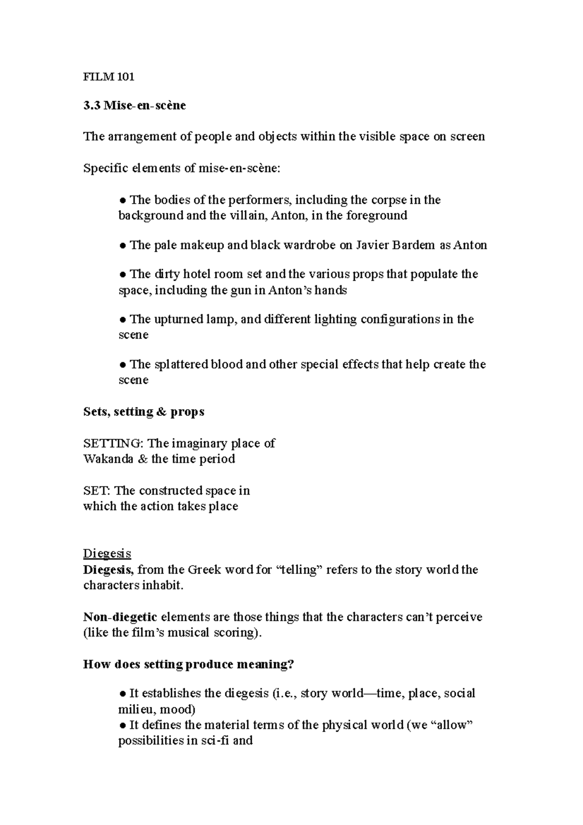 3.3 Intro mise-en-scène - FILM 101 3 Mise-en-scène The arrangement of ...