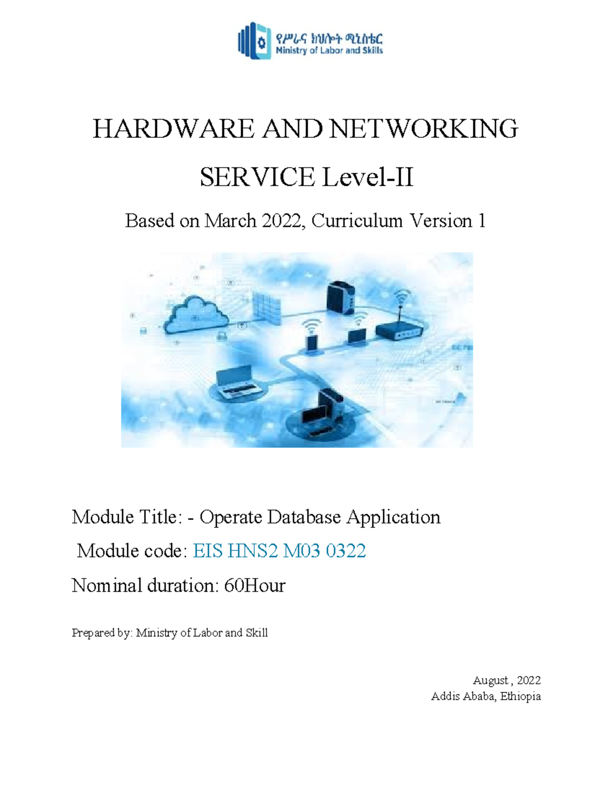 M03 Operate Database application - HARDWARE AND NETWORKING SERVICE Level-II Based on March 2022 ...