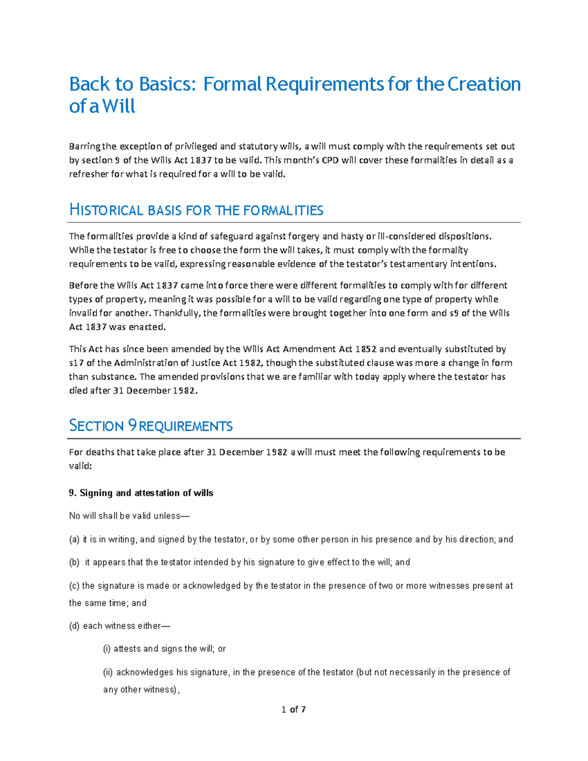 Formalities back to basics - Back to Basics: Formal Requirements for ...