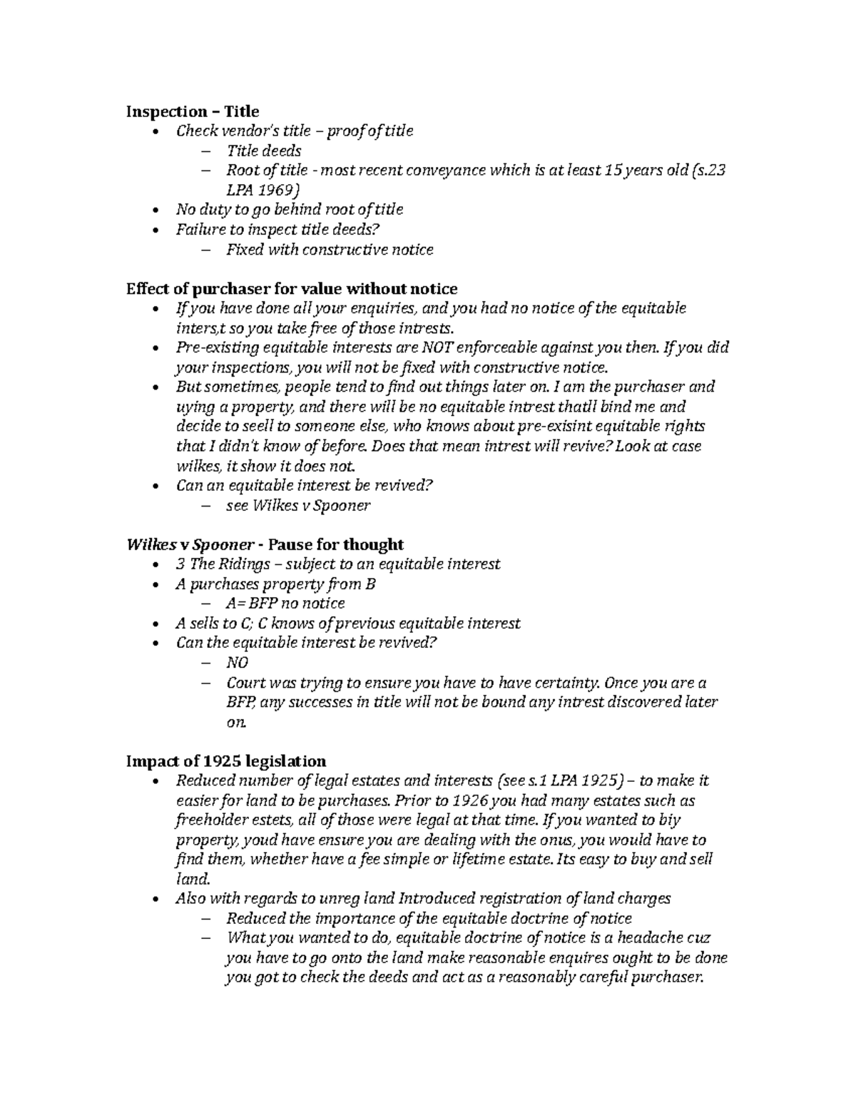 Lecture 4 - unregistered land - LW3390 - Leicester - Studocu
