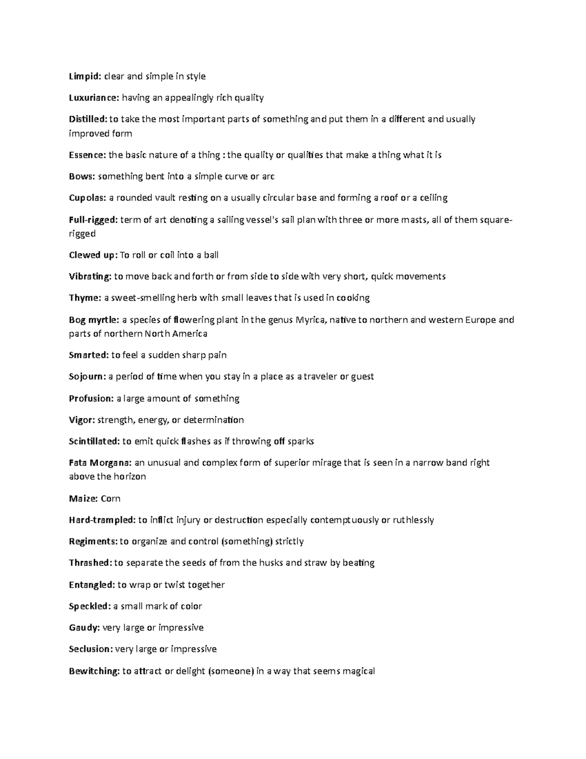 Out of Africa Vocabulary 11041381 - Limpid: clear and simple in style ...