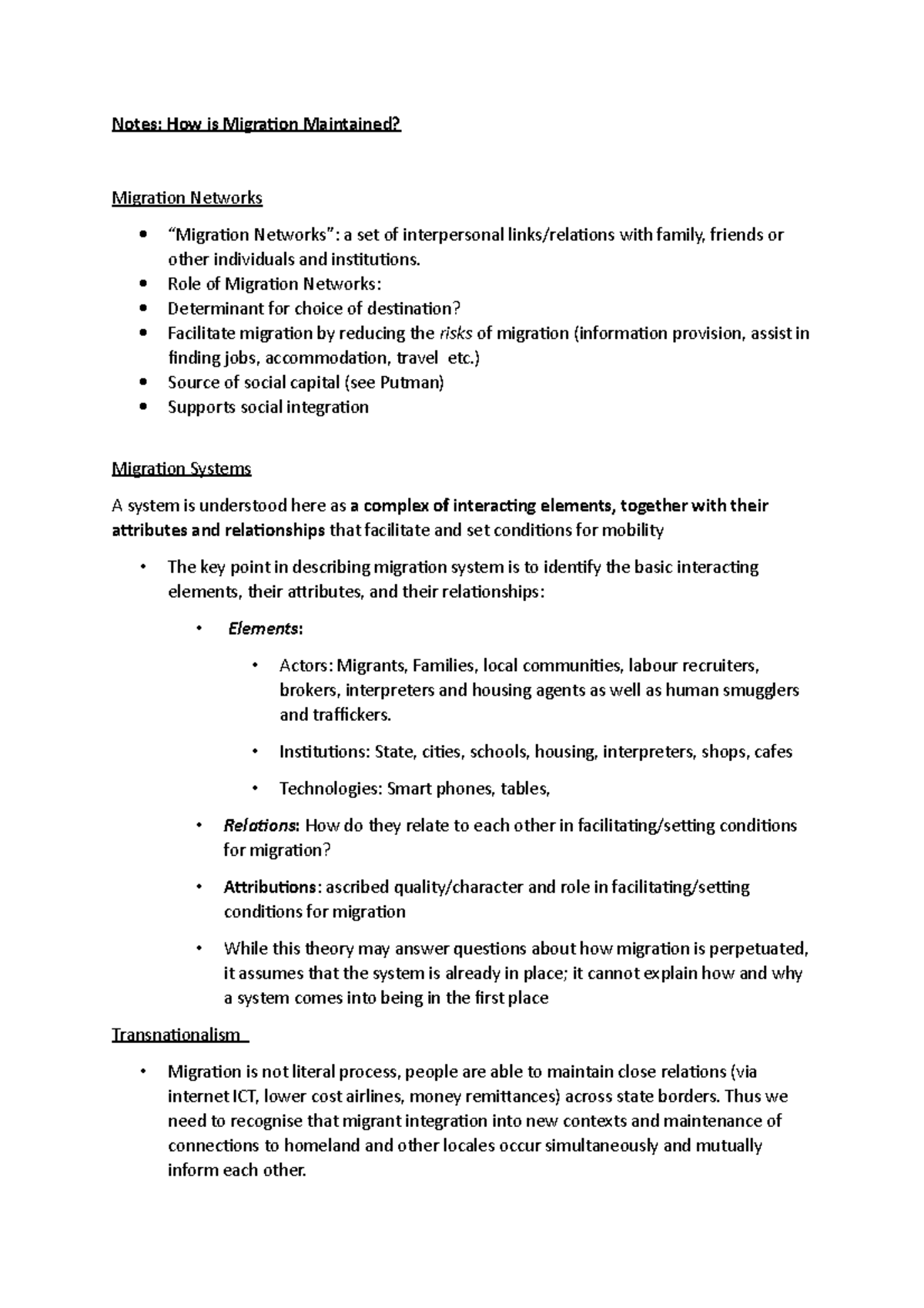 Migration Notes 2 - Notes: How is Migration Maintained? Migration ...