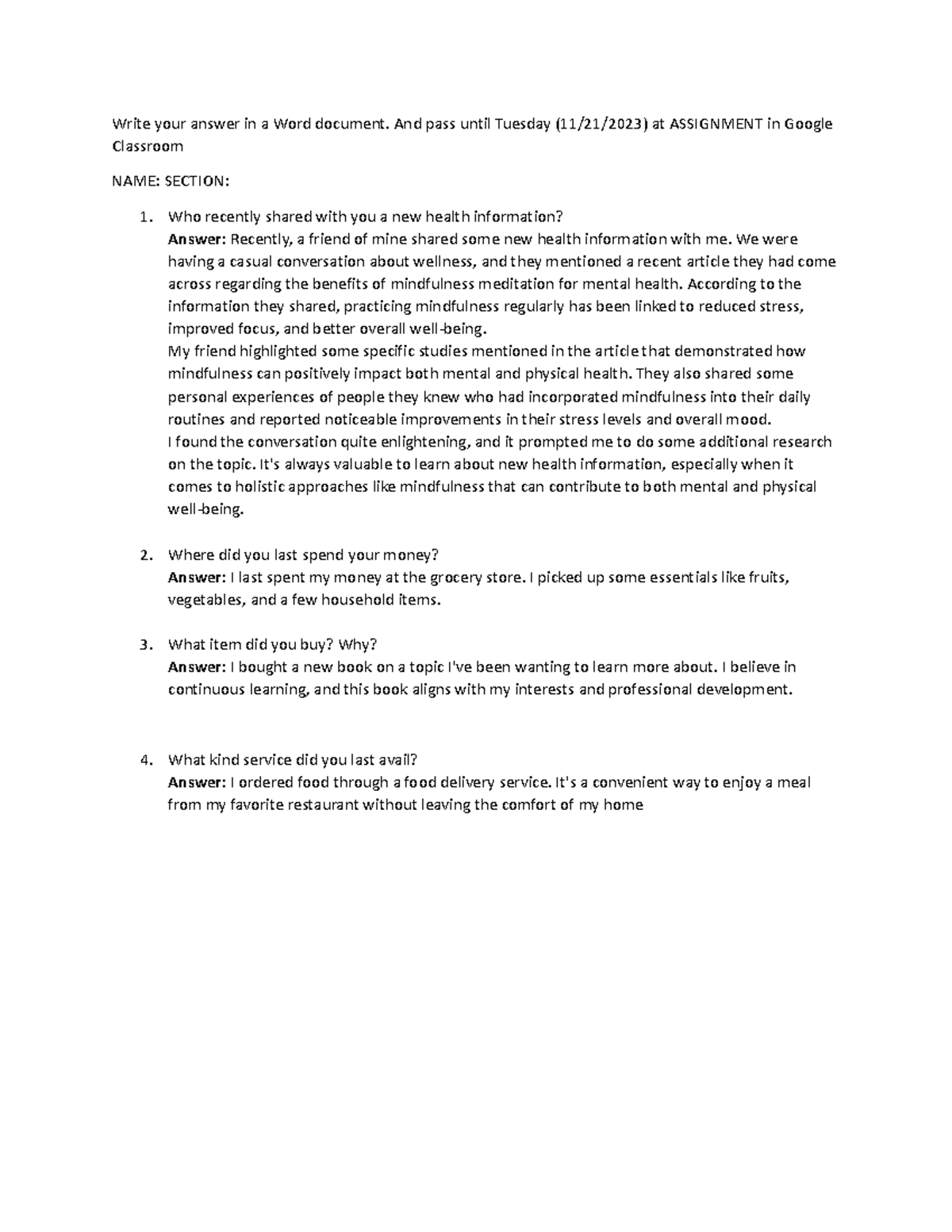 n Health 2ND Quarter Assignment - Write your answer in a Word document ...