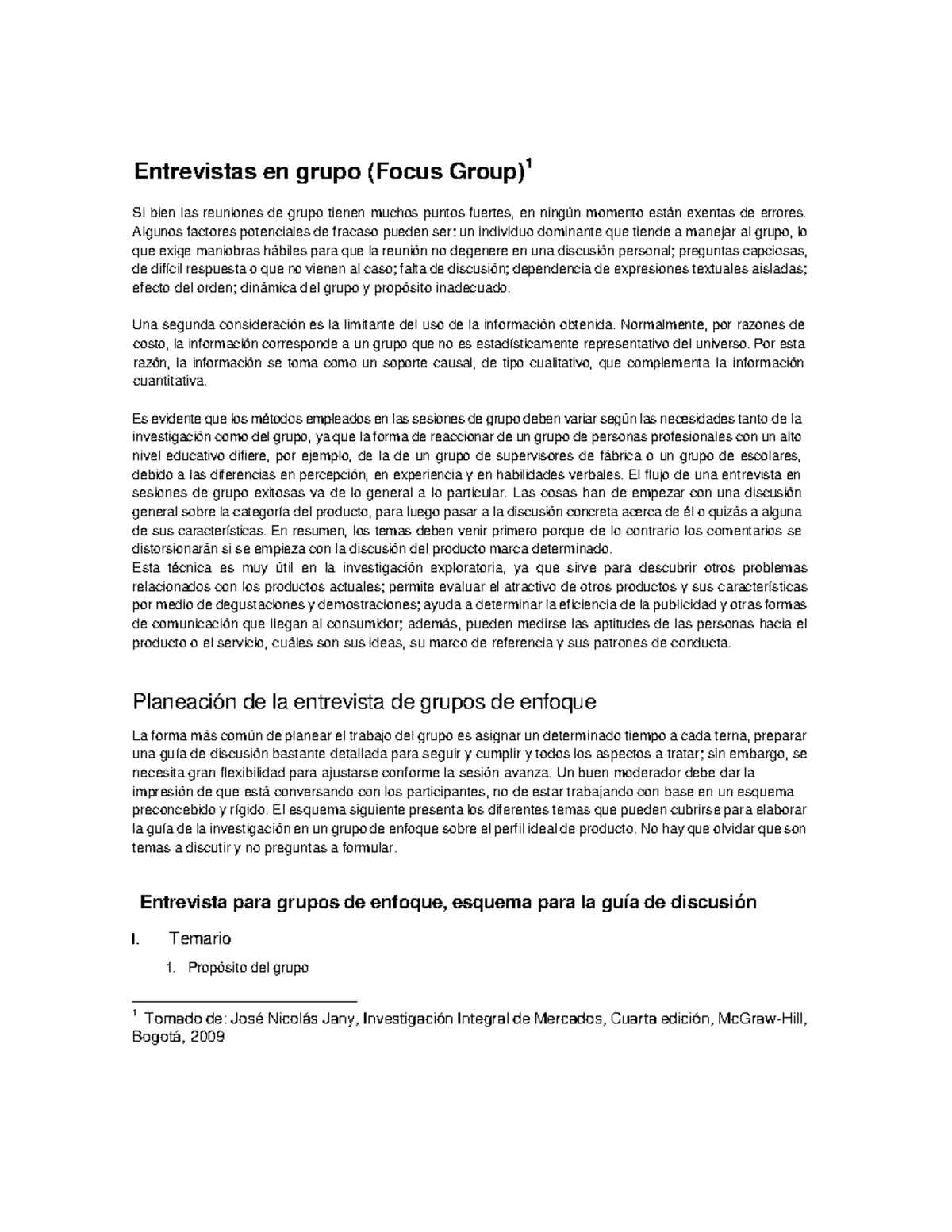 Entrevistas en grupo - Focus Group - Entrevistas en grupo (Focus Group ...
