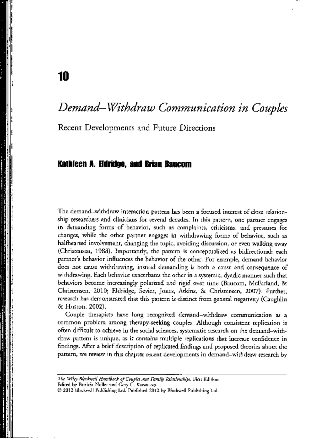 Deman-withdraw communication in couples - 10 Communication in Couples ...