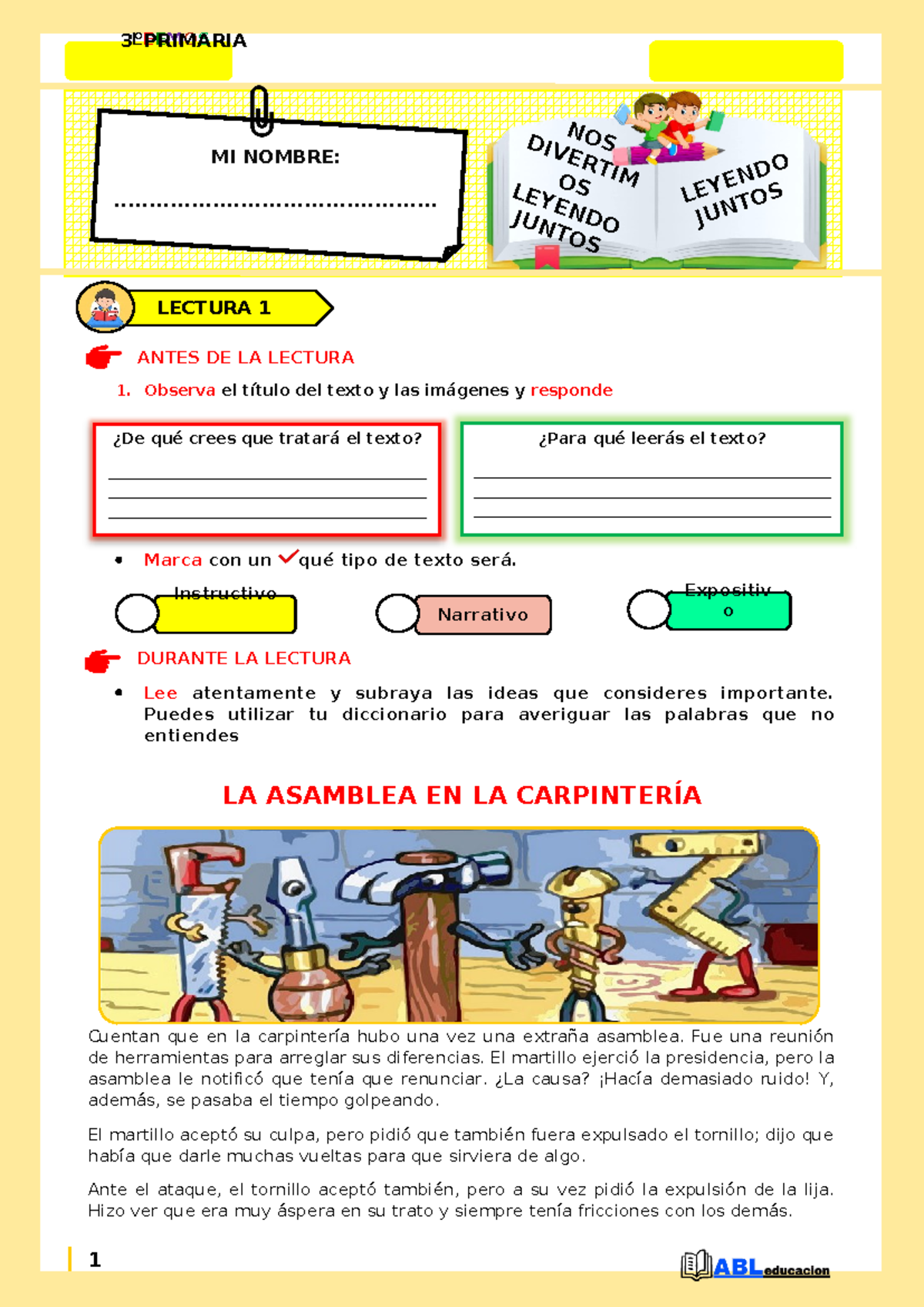 DIA 3- 3RO Grado. L Juntos - LEEMOS JUNTOS 3°PRIMARIA ANTES DE LA ...