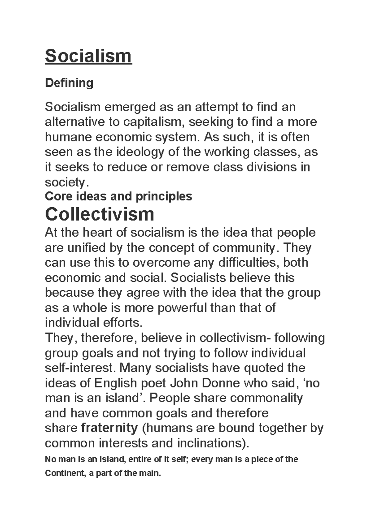 3 - Socialism Notes - Socialism Defining Socialism emerged as an ...