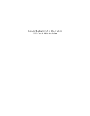 Task 1 Secondary Reading Instruction and Interventions D163 - EDUC 3276 ...