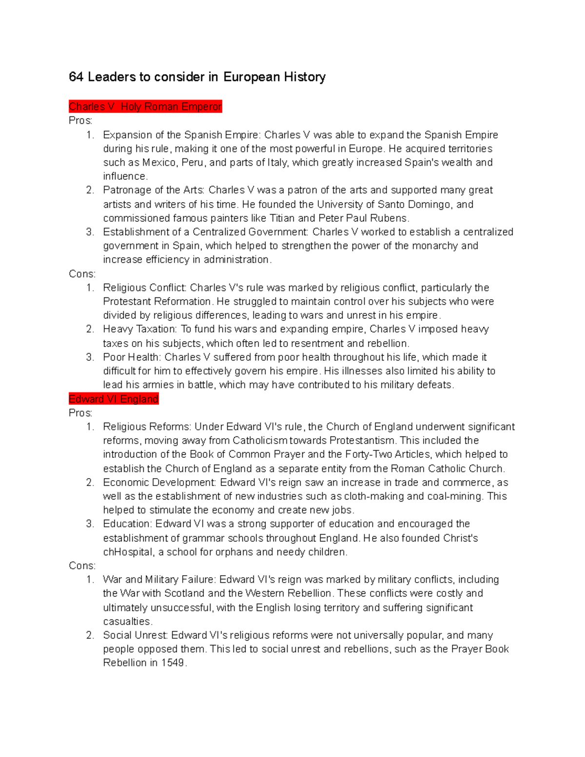 The 64 most important rulers in European History. - 64 Leaders to ...