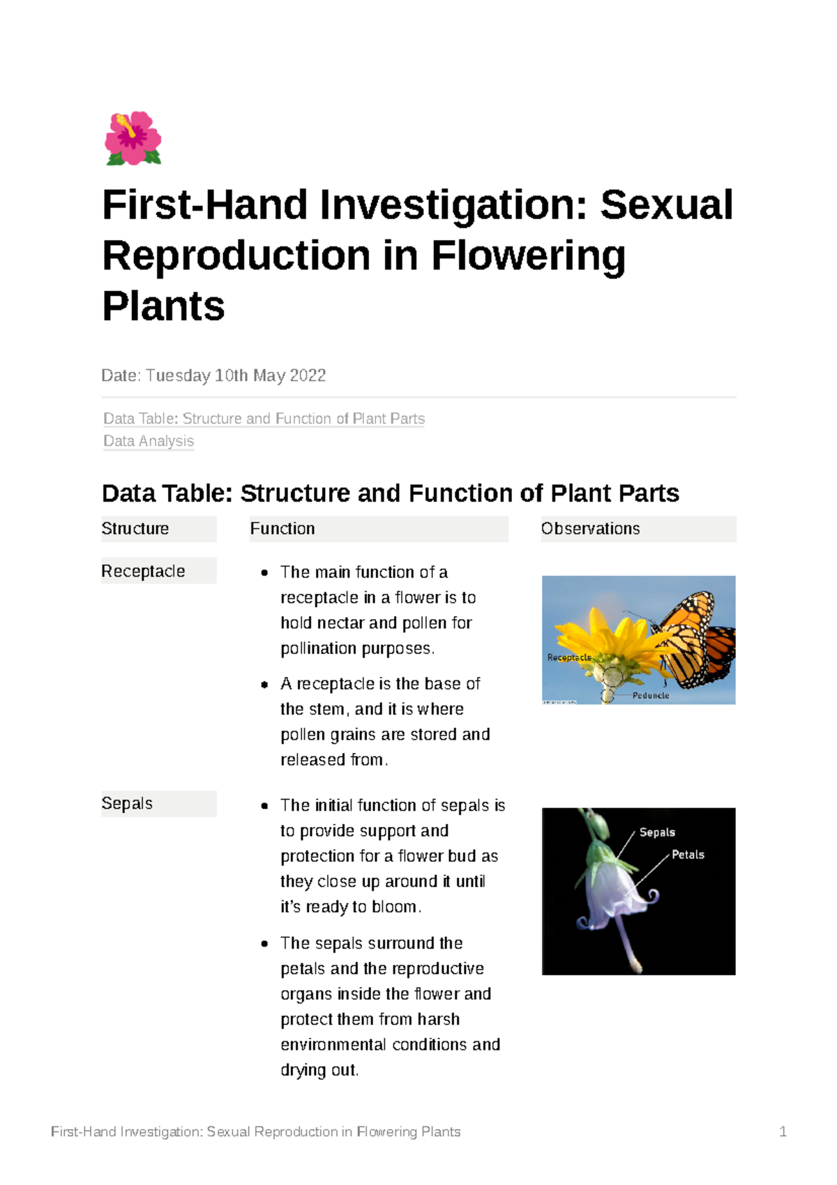 First-Hand Investigation Sexual Reproduction in Flowering Plants ...