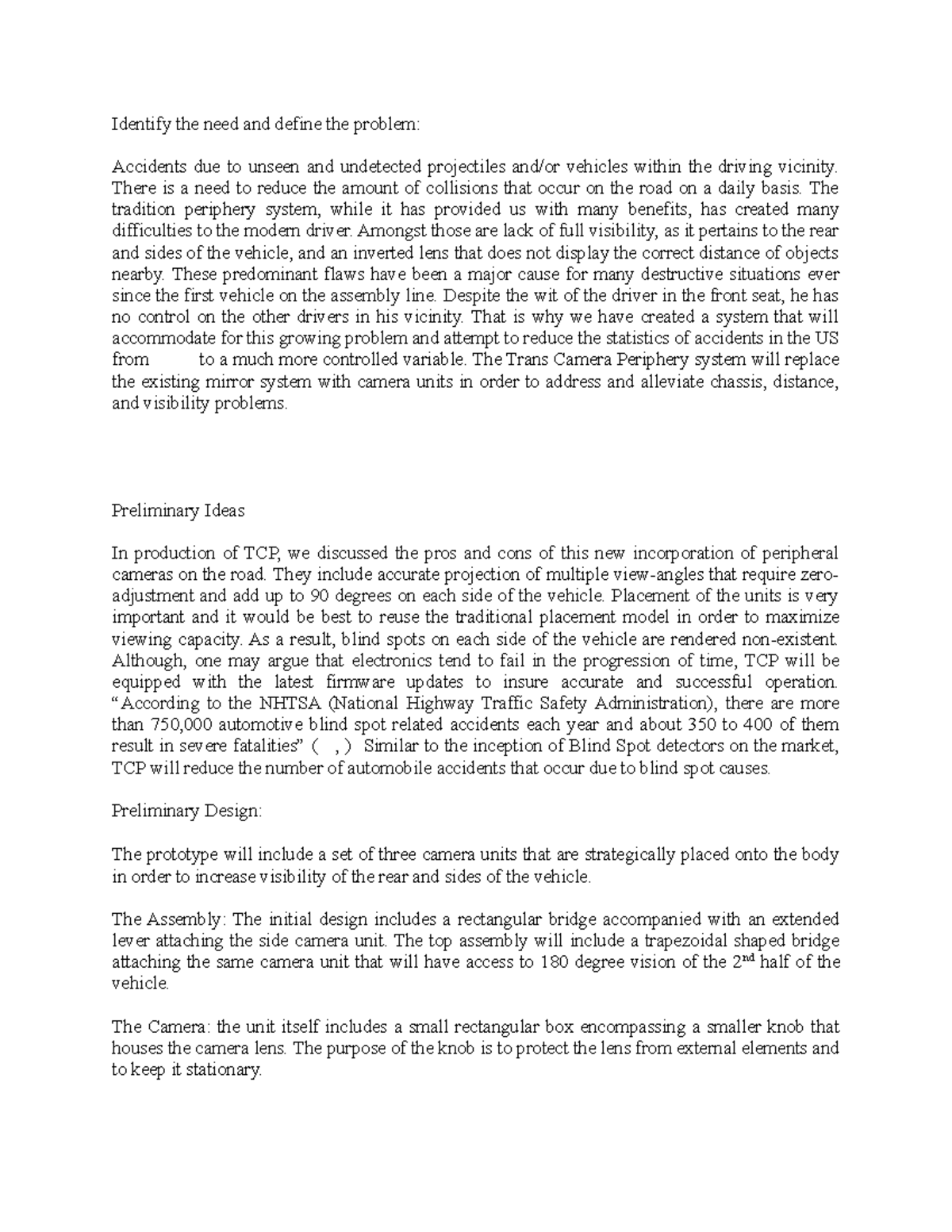 Group Project Paper 2 - Identify the need and define the problem ...