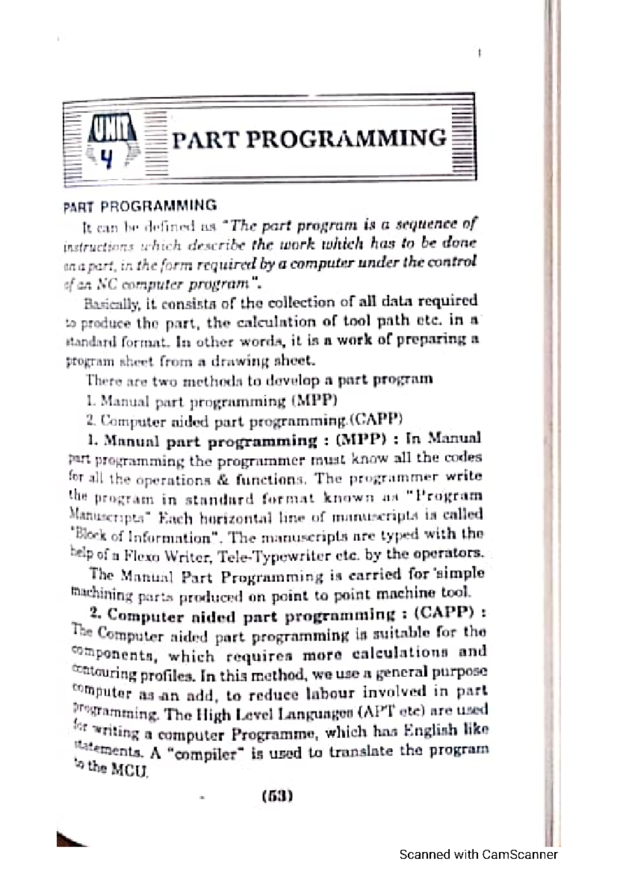 CNC Unit 4 Part Programming - All Technical - Studocu