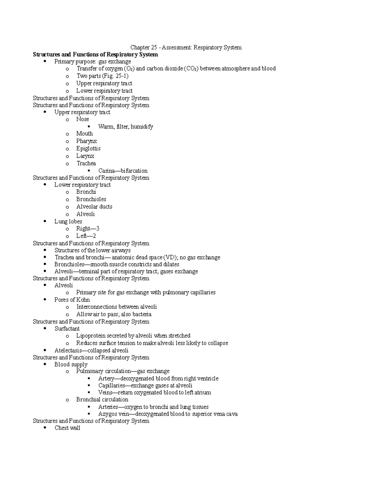 Chapter 25 - Respiratory assessment - Chapter 25 - Assessment: Respiratory System Structures and ...