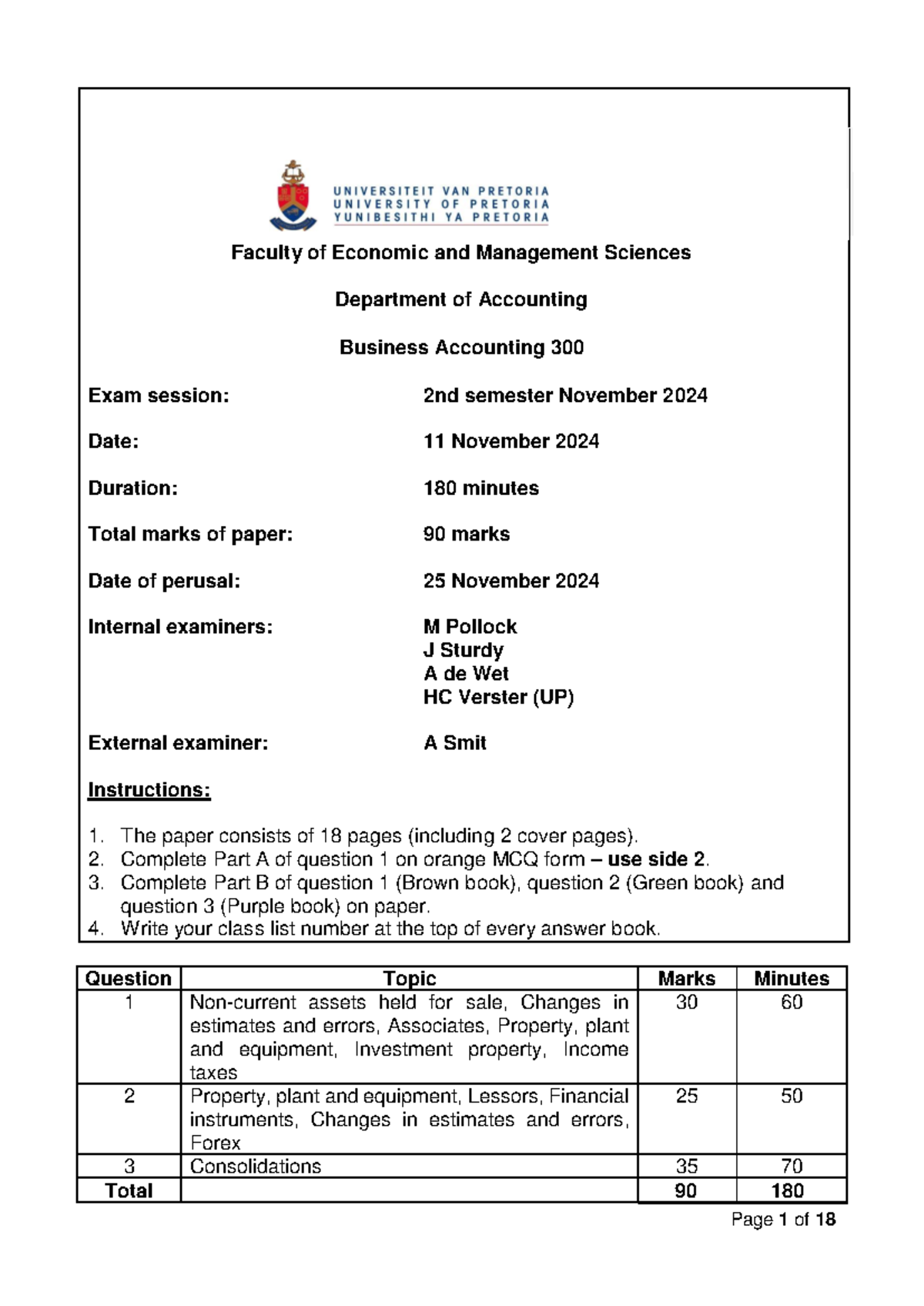 BAC 300 Exam 2024 Question paper Click UP - Faculty of Economic and ...