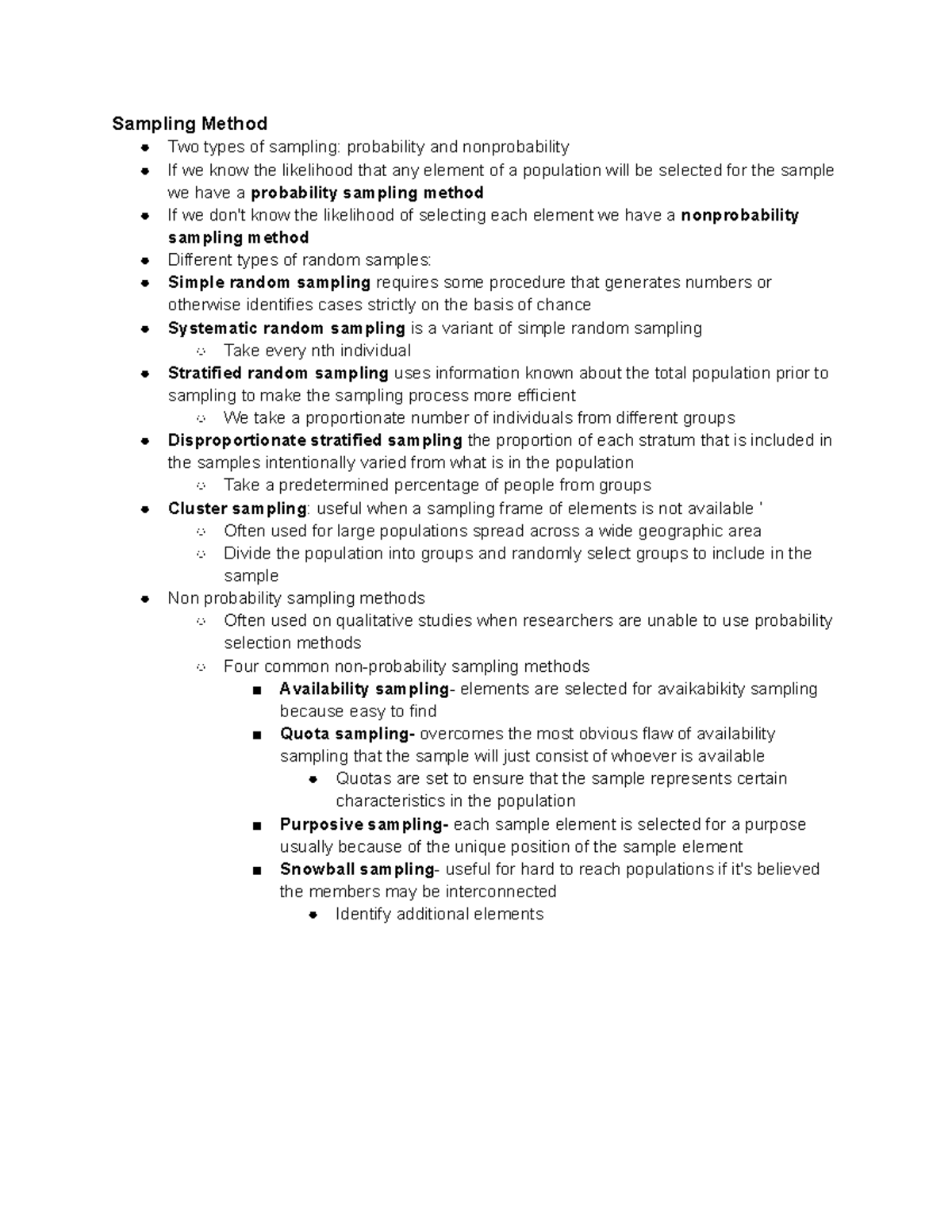 Sampling Methods- 302 - Jordan Brown powerpoint notes - Sampling Method ...