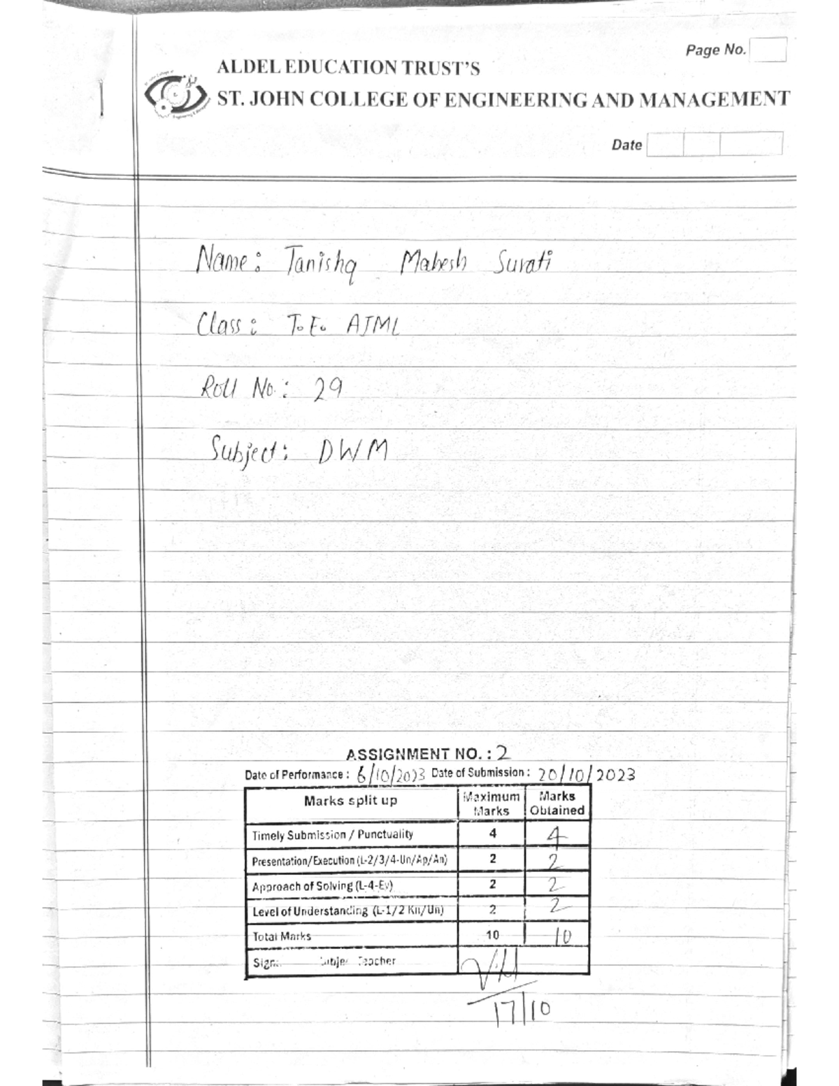 DWM Assignment 1 - Computer Engineering - Studocu