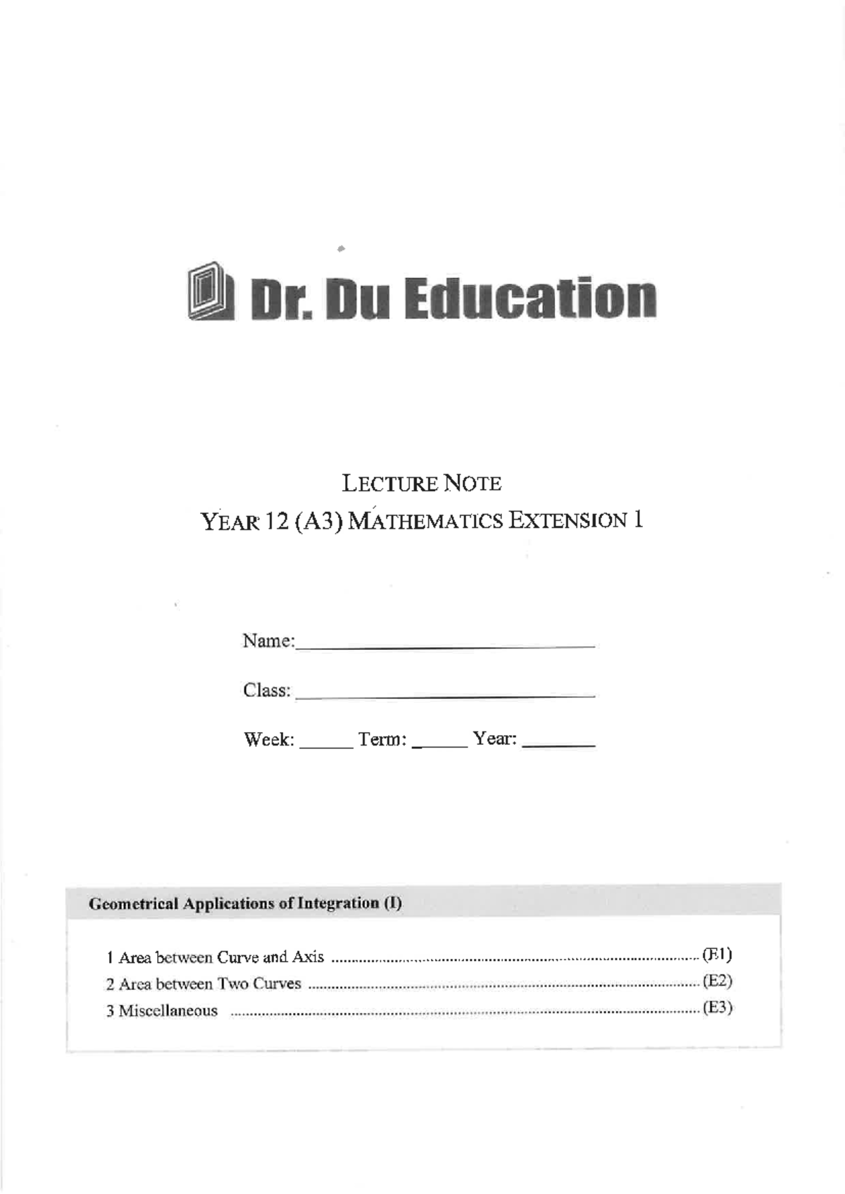 Lesson material dr du lecture notes week 3 - Dr. Du Education LECTURE ...