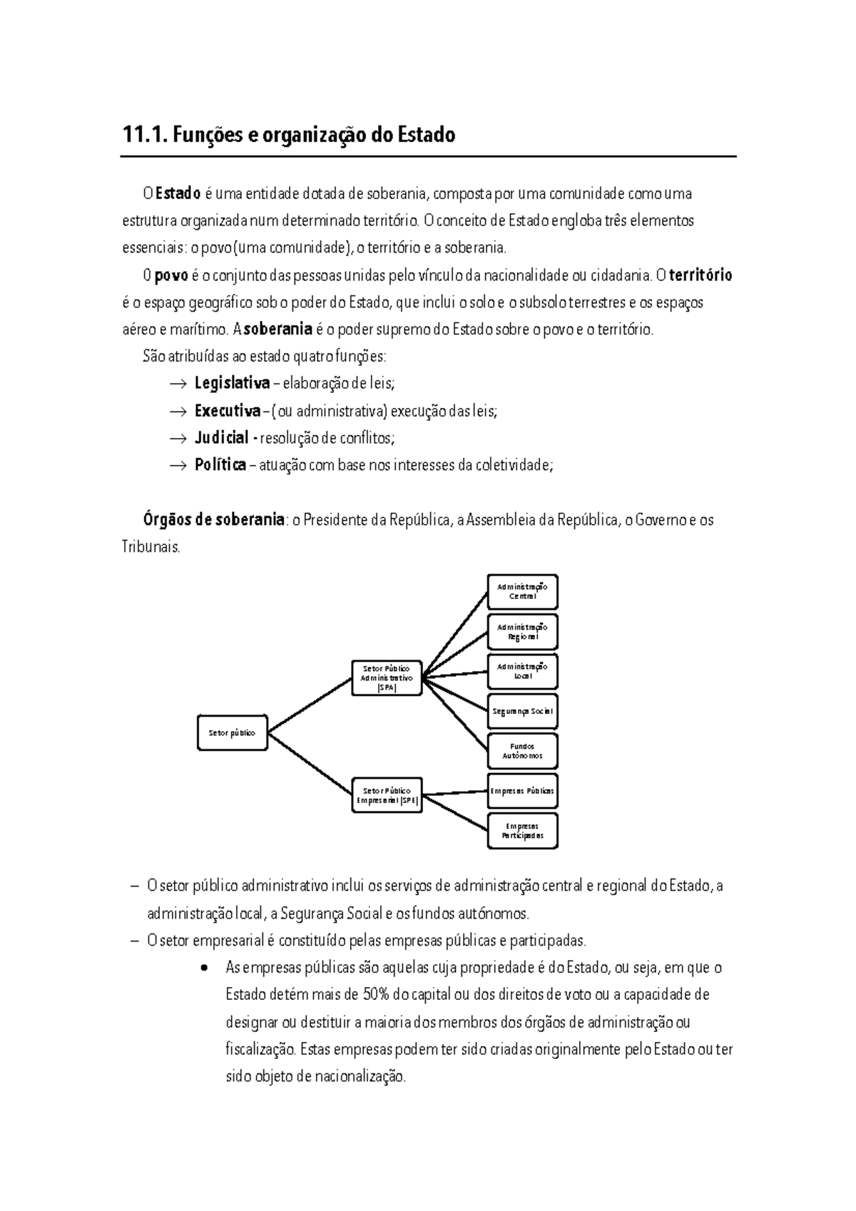 Resumo 11 - 11. Funções e organização do Estado O Estado é uma entidade ...