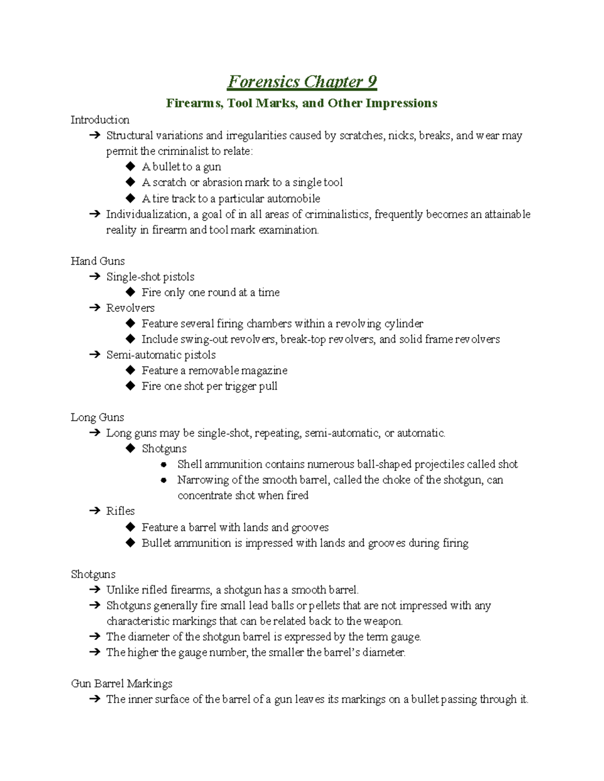 Forensics Ch 9 Master Review - Forensics Chapter 9 Firearms, Tool Marks ...