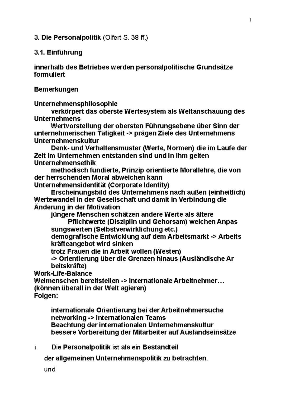 3 Perspol - Mitschrift - Die Personalpolitik (Olfert S. 38 ff ...