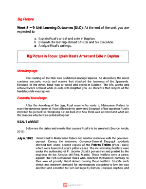 Module 6-7 - RIZAL - Big Picture Week 6 – 7: Unit Learning Outcomes ...